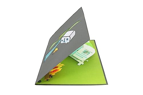 PopLife Camping Trip 3D Father's Day Pop Up Card - Happy Anniversary, Retirement Gift, Valentine's Day card for Him, Birthday - Mountain Card, RV Traveler - for Husband, Son, Father