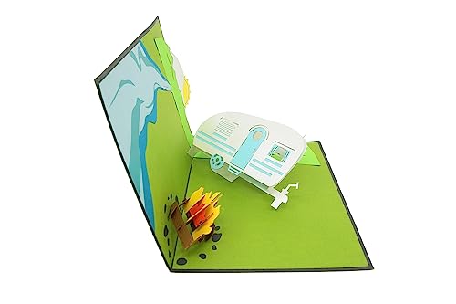 PopLife Camping Trip 3D Father's Day Pop Up Card - Happy Anniversary, Retirement Gift, Valentine's Day card for Him, Birthday - Mountain Card, RV Traveler - for Husband, Son, Father