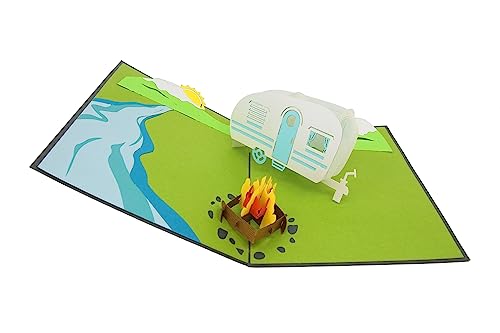 PopLife Camping Trip 3D Father's Day Pop Up Card - Happy Anniversary, Retirement Gift, Valentine's Day card for Him, Birthday - Mountain Card, RV Traveler - for Husband, Son, Father