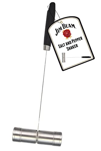 Jim Beam Stainless Steel Salt and Pepper Shaker with Long, Soft Grip Handles, Large, Silver