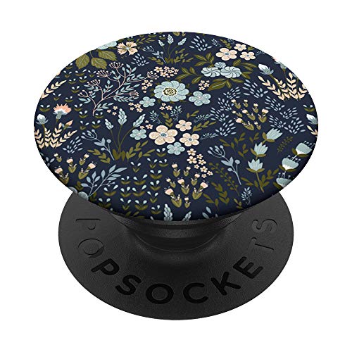 Navy Blue and Pink Floral Flower Print PopSockets PopGrip: Swappable Grip for Phones & Tablets