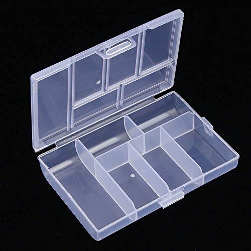 UTENEW 2 Pack Plastic Clear Jewelry Boxes Organizers with Dividers, 6-Grids Storage Containers