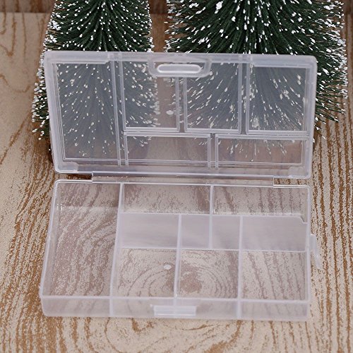 UTENEW 2 Pack Plastic Clear Jewelry Boxes Organizers with Dividers, 6-Grids Storage Containers