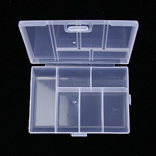 UTENEW 2 Pack Plastic Clear Jewelry Boxes Organizers with Dividers, 6-Grids Storage Containers