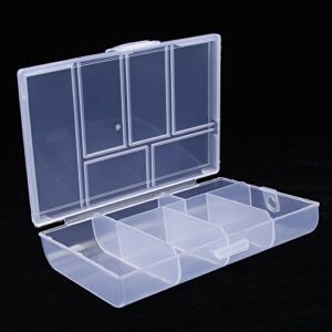 UTENEW 2 Pack Plastic Clear Jewelry Boxes Organizers with Dividers, 6-Grids Storage Containers