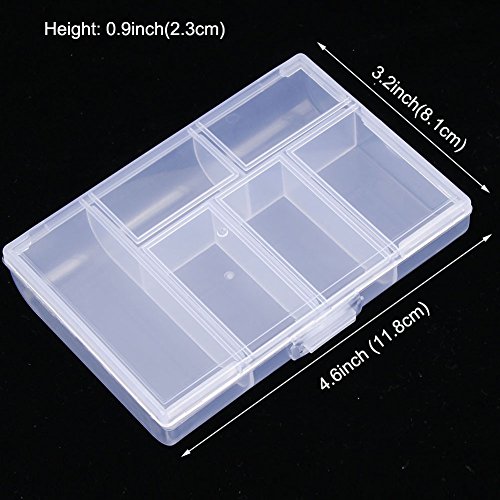 UTENEW 2 Pack Plastic Clear Jewelry Boxes Organizers with Dividers, 6-Grids Storage Containers