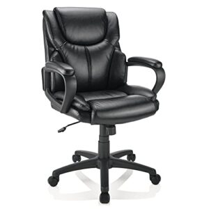 brenton studio® mayhart vinyl mid-back chair, black