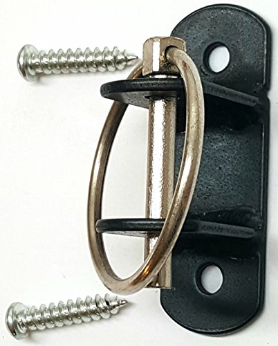 Hill Saddlery Horse Stall Water/Feed Bucket Hanger Bracket with Pin and Mounting Screws (Black) - Stall Bucket Hanger - Bucket Hook