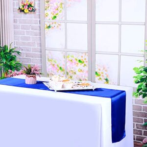 LGHome Pack of 10 Wedding 12 x 108 inch Satin Table Runner for Wedding Banquet Decoration- Royal Blue