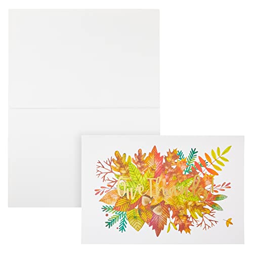 48 Pack Bulk Thanksgiving Greeting Cards and Kraft Envelopes, 6 Fall Designs, Blank Inside (4 x 6 In)