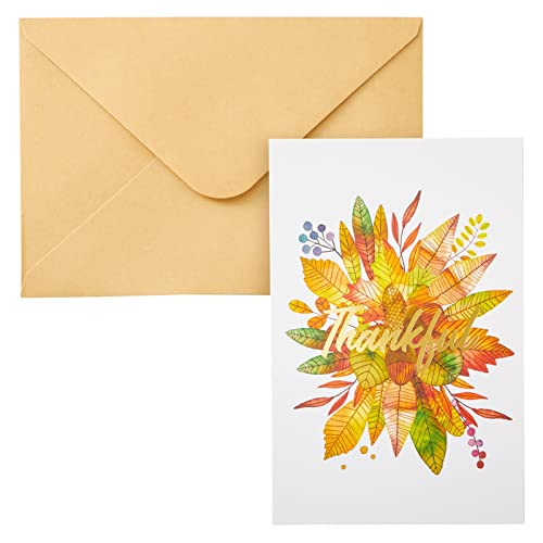 48 Pack Bulk Thanksgiving Greeting Cards and Kraft Envelopes, 6 Fall Designs, Blank Inside (4 x 6 In)