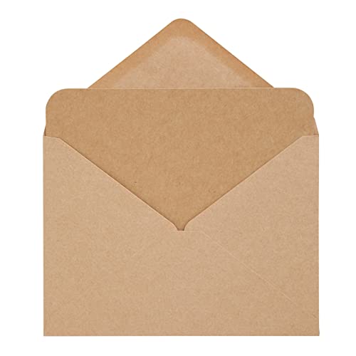 Sustainable Greetings 48 Pack Blank Brown Cards with Envelopes, 5x7 Postcards for Wedding Invitations, Open When Letters (Rounded Corners, A7)