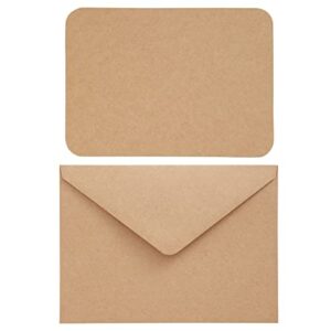 Sustainable Greetings 48 Pack Blank Brown Cards with Envelopes, 5x7 Postcards for Wedding Invitations, Open When Letters (Rounded Corners, A7)