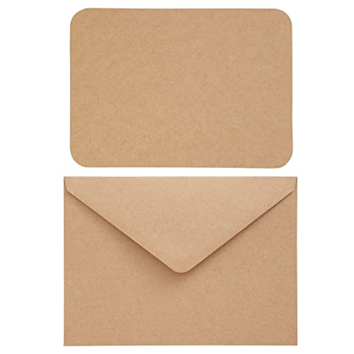 Sustainable Greetings 48 Pack Blank Brown Cards with Envelopes, 5x7 Postcards for Wedding Invitations, Open When Letters (Rounded Corners, A7)