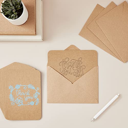 Sustainable Greetings 48 Pack Blank Brown Cards with Envelopes, 5x7 Postcards for Wedding Invitations, Open When Letters (Rounded Corners, A7)