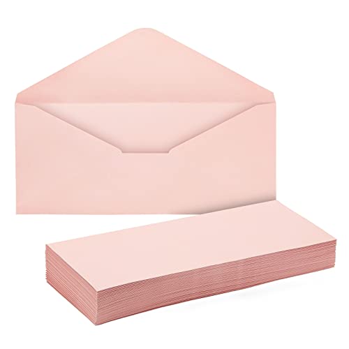 96-Pack #10 Blush Pink Envelopes Bulk with Gummed Seal and V-Flap for Party Invitations, Mailing Business Letters, Checks, Invoices, Baby Showers, Banquets, Weddings (4 1/8 x 9 1/2 in)