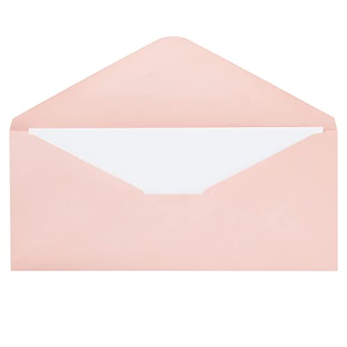 96-Pack #10 Blush Pink Envelopes Bulk with Gummed Seal and V-Flap for Party Invitations, Mailing Business Letters, Checks, Invoices, Baby Showers, Banquets, Weddings (4 1/8 x 9 1/2 in)