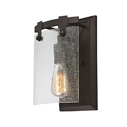 Westinghouse Lighting 6352300 Burnell One-Light Indoor, Oil Rubbed Bronze Finish with Clear Seeded Glass Wall Fixture, Black