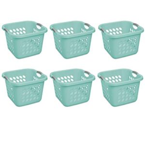 sterilite 1.5 bushel/53 l ultra square basket laundry, aqua chrome