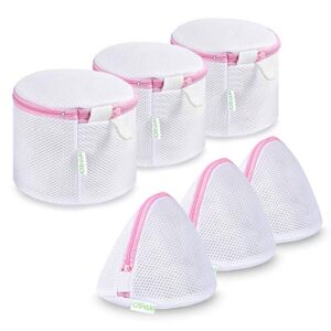 otraki bra wash bags for lingerie 6 pack mesh delicates zipper laundry bag for women college girl underwear socks silk stockings washing machine net protector white