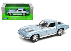 welly 1963 chevrolet corvette metallic light blue 1/24-1/27 diecast model car by 24073bl