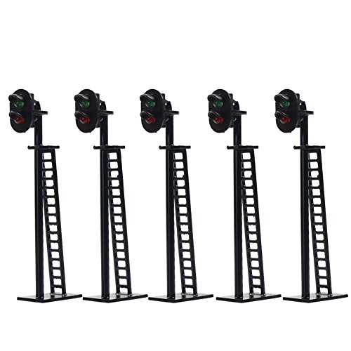 JTD03 5pcs Model Railway 2-Light Block Signal Green/Red HO Scale 6.4cm 12V Led Traffic Lights for Train Layout New