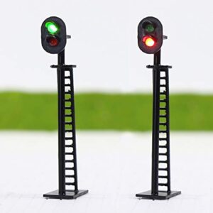 JTD03 5pcs Model Railway 2-Light Block Signal Green/Red HO Scale 6.4cm 12V Led Traffic Lights for Train Layout New