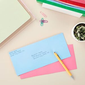 96-Pack #10 Colored Business Envelopes for Checks, Invoices, Mailing Letters, Invitations, Announcements, Office Supplies, Gummed Seal, 6 Pastel Colors (4-1/8 x 9-1/2 in)