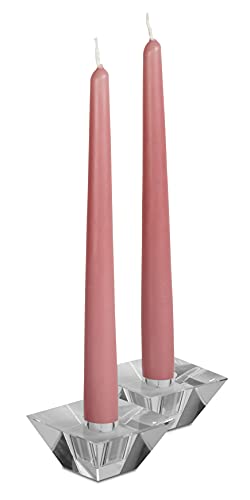 12 Pack Tall Taper Candles - 10 Inch Rose Pink Dripless, Unscented Dinner Candle - Paraffin Wax with Cotton Wicks - 8 Hour Burn Time