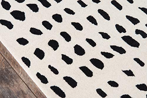 Novogratz Delmar Collection Boho Dots Wool Area Rug, Ivory, 2'3" x 8'0" Runner Size Mat for Living Room, Bedroom, Kitchen, Hallways, and Home Office