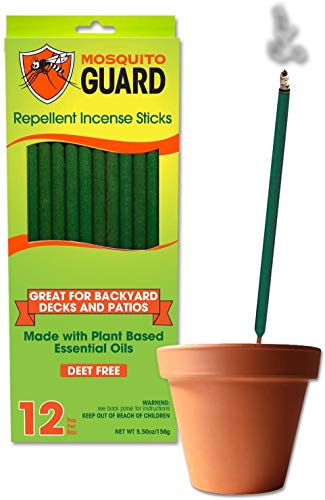 Mosquito Guard 12 Mosquito Repellent Sticks - 2.5 Hrs Protection 1ft, Plant Based Citronella Incense Sticks - Natural Mosquito Repellent Outdoor Patio