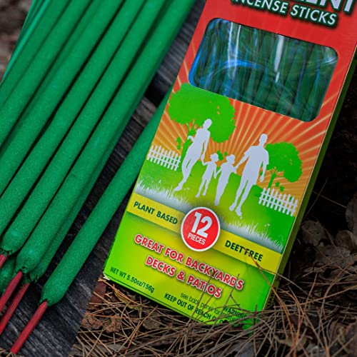 Mosquito Guard 12 Mosquito Repellent Sticks - 2.5 Hrs Protection 1ft, Plant Based Citronella Incense Sticks - Natural Mosquito Repellent Outdoor Patio