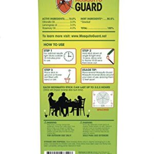 Mosquito Guard 12 Mosquito Repellent Sticks - 2.5 Hrs Protection 1ft, Plant Based Citronella Incense Sticks - Natural Mosquito Repellent Outdoor Patio