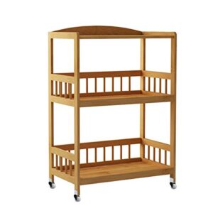 dlandhome 3-tier storage shelf unit on wheels, bamboo storage utility cart for kitchen/warehouse, zc-05 1 pack