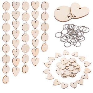 favide 200 pieces in total, wooden circles wooden heart tags with holes and 12 mm rings for birthday boards, valentine, chore boards, arts and crafts (set 1)