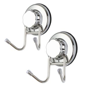 iPEGTOP Strong Suction Cup Hooks Damage Free Stainless Steel Hook for Towel, Robe, Loofah, Bags, Coat, Kitchen Tools and Bathroom Accessories, 2 Pack