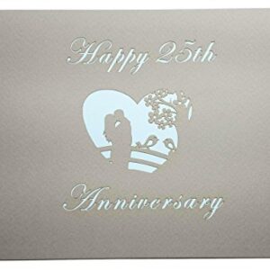 iGifts And Cards Happy 25th Anniversary 3D Pop Up Greeting Card -Soulmates, Celebration, Marriage, Being Together, Celebrate a Milestone, Silver Anniversary, Love Bridge, Congratulations, Romantic