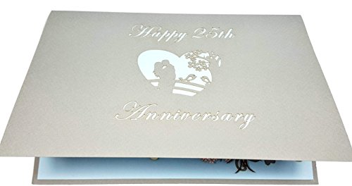 iGifts And Cards Happy 25th Anniversary 3D Pop Up Greeting Card -Soulmates, Celebration, Marriage, Being Together, Celebrate a Milestone, Silver Anniversary, Love Bridge, Congratulations, Romantic