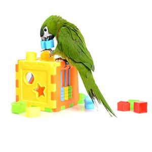 Hypeety Bird Parrot Brice Educational Training Building Block Toy Parrot Intelligence Toy Chew Toy for Macaw Budgies Parakeet Cockatoo African Greys