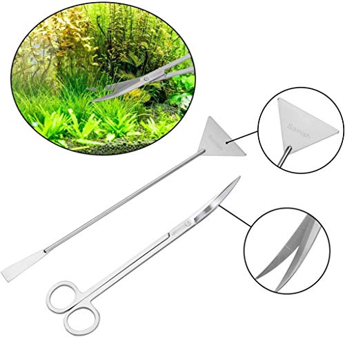 Aquarium Plant Scissor Tweezers Spatula Tool - Fish Tank Tool Kits Stainless Steel Aquatic Plants Aquascaping Tools Set for Fish Starter Kits & Aquariums Tank(5 in 1)