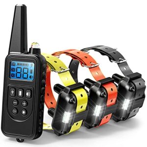 f-color dog training collar with remote 2600ft shock collar for small medium large dogs breed waterproof dog shock collar for 3 dogs with anti-lost light beep vibration shock