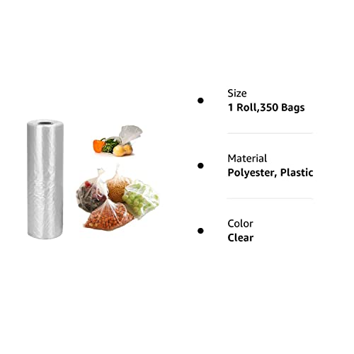 12 x 20 inches Plastic Produce Bag,350 Bags/Roll,for Fruits, Vegetable, Bread, Food Storage.