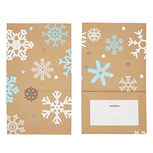 36 Pack Winter Snowflake Gift Bags, Small Christmas Paper Treat Bags for Holiday Party Favors (5 x 8.7 x 3.2 In)