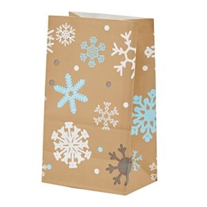 36 Pack Winter Snowflake Gift Bags, Small Christmas Paper Treat Bags for Holiday Party Favors (5 x 8.7 x 3.2 In)