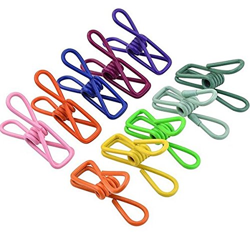 WOIWO 30Pcs Multi-Purpose Stainless Steel Wire Clips Pins Hanging Clips Hooks Assorted Colors