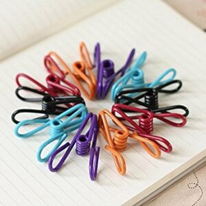 WOIWO 30Pcs Multi-Purpose Stainless Steel Wire Clips Pins Hanging Clips Hooks Assorted Colors