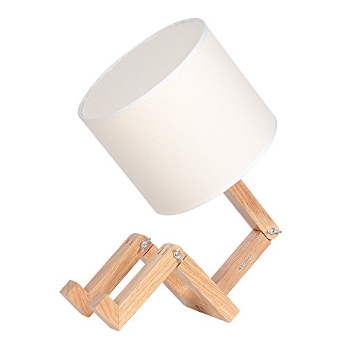 HAITRAL Bedroom Table Lamp - Fun Desk Lamps with Wooden Base Unique Table Lamps for Kids Room, Living Room, Bedroom, Office, Reading Room