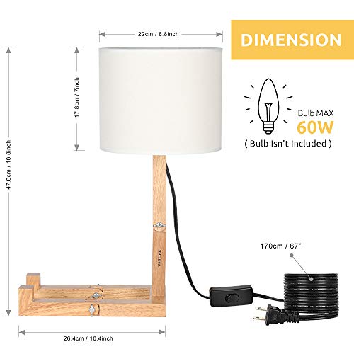 HAITRAL Bedroom Table Lamp - Fun Desk Lamps with Wooden Base Unique Table Lamps for Kids Room, Living Room, Bedroom, Office, Reading Room