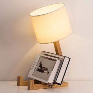 HAITRAL Bedroom Table Lamp - Fun Desk Lamps with Wooden Base Unique Table Lamps for Kids Room, Living Room, Bedroom, Office, Reading Room