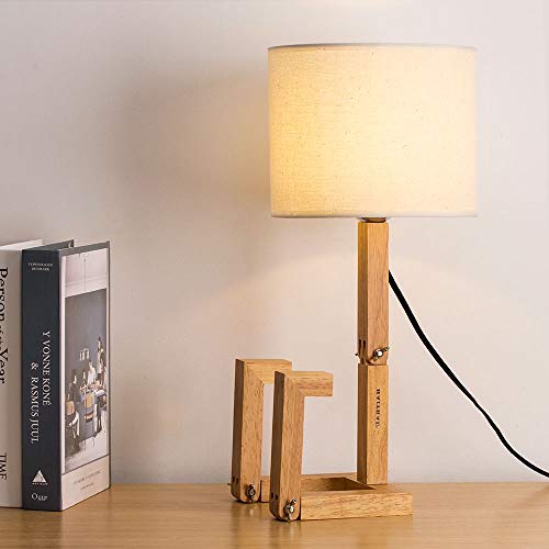 HAITRAL Bedroom Table Lamp - Fun Desk Lamps with Wooden Base Unique Table Lamps for Kids Room, Living Room, Bedroom, Office, Reading Room